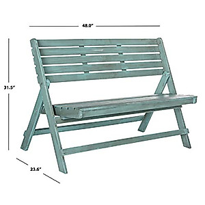 Safavieh Outdoor Collection Luca Ash Grey Folding Bench