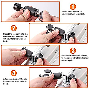 CZC AUTO Trailer Tongue Coupler Lock, Dia 1/4 Inch, 7/8 Inch Span Fits Latch-Type Coupler for Towing Boat Truck RV Car Trailer