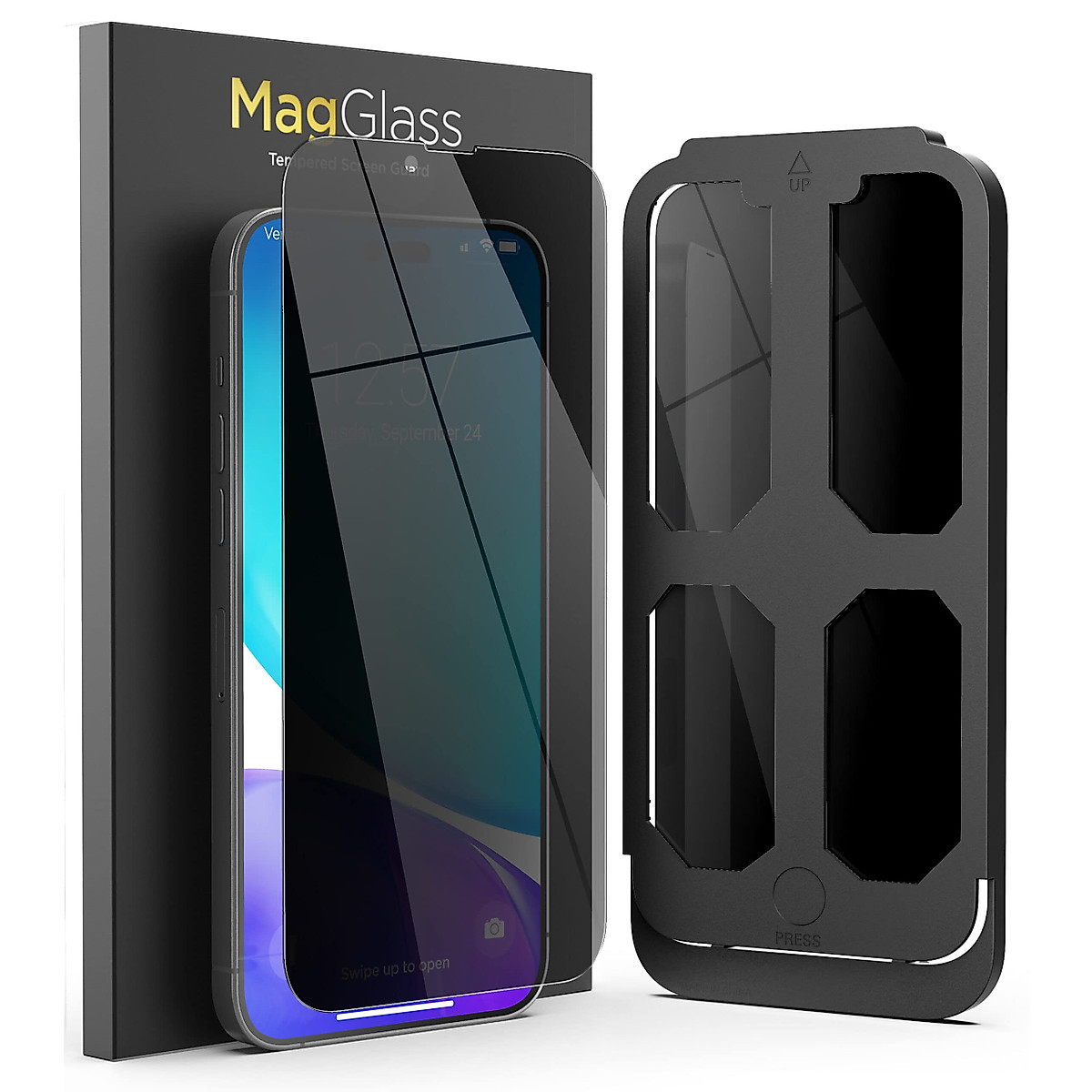 magglass Privacy+ Guard for iPhone 14 PRO MAX Privacy Screen Protector Tempered Glass, Case Compatible (Anti-Spy Side Tint)