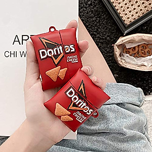 Cute Airpod Case, 3D Cartoon Funny Doritos Protection Case Covering The Skin, with Keychain for Airpods 1&2(Doritos)