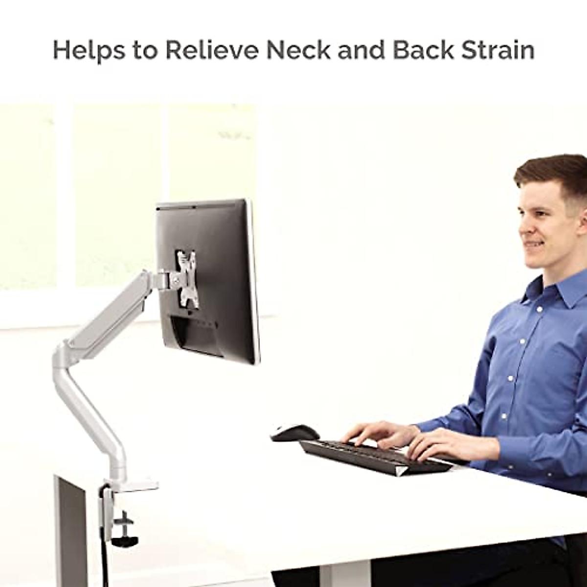 Fellowes 8056401 Platinum Series Adjustable Computer Monitor Stand for Desk with Single Monitor Arm, 32 Inch Monitor Capacity