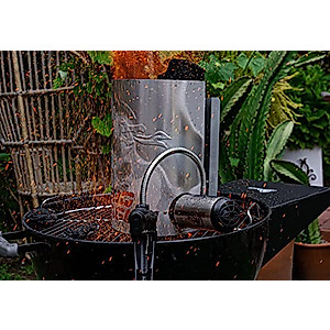 BBQ Dragon Ultimate Grill Accessories Set - XL Charcoal Chimney Starter Bundle with Electric Charcoal Fire Starter Fan - Heavy Duty & Durable BBQ Tools
