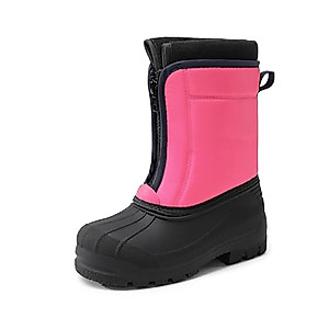 DREAM PAIRS Boys Girls Waterproof Winter Snow Boots,Size 2 Little Kid,Fuchsia/Navy,KSTAR