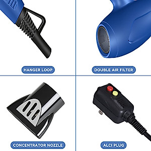 Negative Ionic Hair Dryer Ceramic Blow Dryer 1875W Powerful Professional Hair Dryers 2 Speed and 3 Heat Settings with Concentrator, Blue