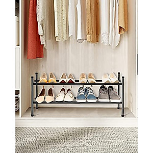 MULISOFT 2-Tier Expandable, Stackable and Adjustable Shoe Rack Organizer, Sturdy and Durable Metal Shoe Storage Organizer, Vertical Shoe Rack for Closet/Entryway/Bedroom/Dorm/Doorway