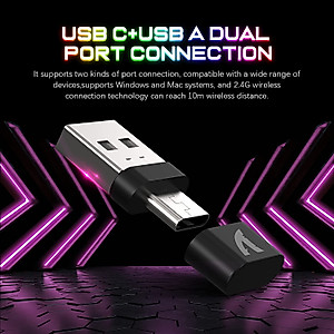 A.jAZZ Wireless Gaming Keyboard and Mouse Combo,Full Size 12 RGB Chroma Backlit Keyboard,Rechargeable 4200mAh Mechanical Feel USB/Type-C Dual Receiver Silent Mice,for PC,Mac,Laptop,PS4,Xbox,Black