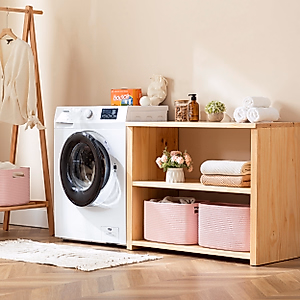 UBBCARE 4 Pack Shelf Baskets, Larger Woven Storage Baskets for Organizing(15''L x 10''W x 9''H), Basket Organizer for Dog Toys, Books, Clothes, Large Gift Basket, Pink