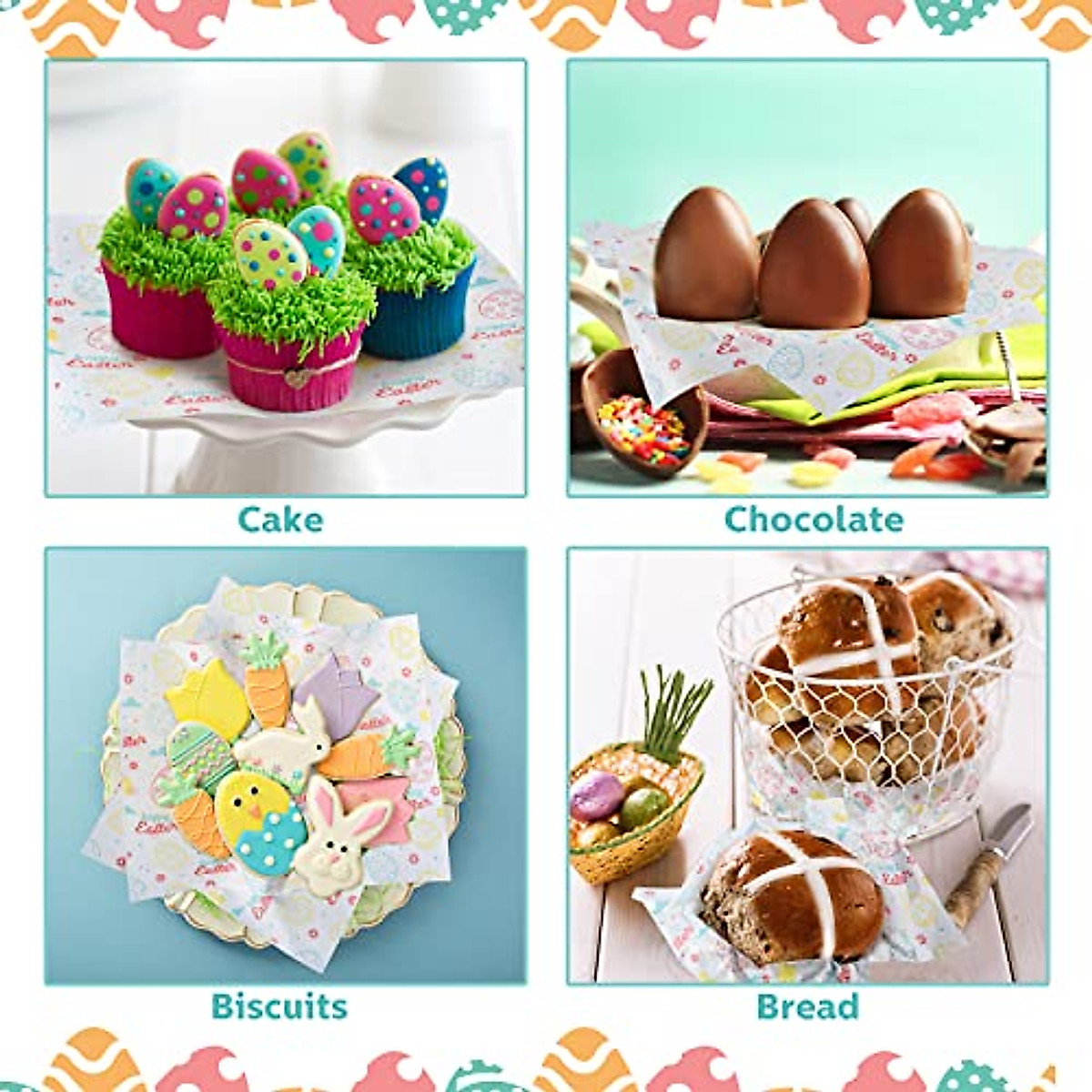 150 Pieces Easter Wax Paper Sheets Wrap Paper Easter Egg Butterfly Grease Resistant Paper Liners Waterproof Paper Food Wrap Wrapping Tissue for Easter Kitchen Handmade Food
