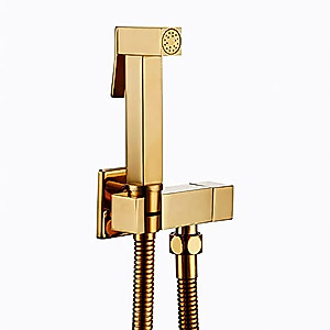 MINJING Bidet Sprayer for Toilet, Baby Cloth Diaper Sprayer, Brass Handheld Bidet Attachment for Personal Hygiene, Pet Shower, Wall Mount Bidet Faucet Gold