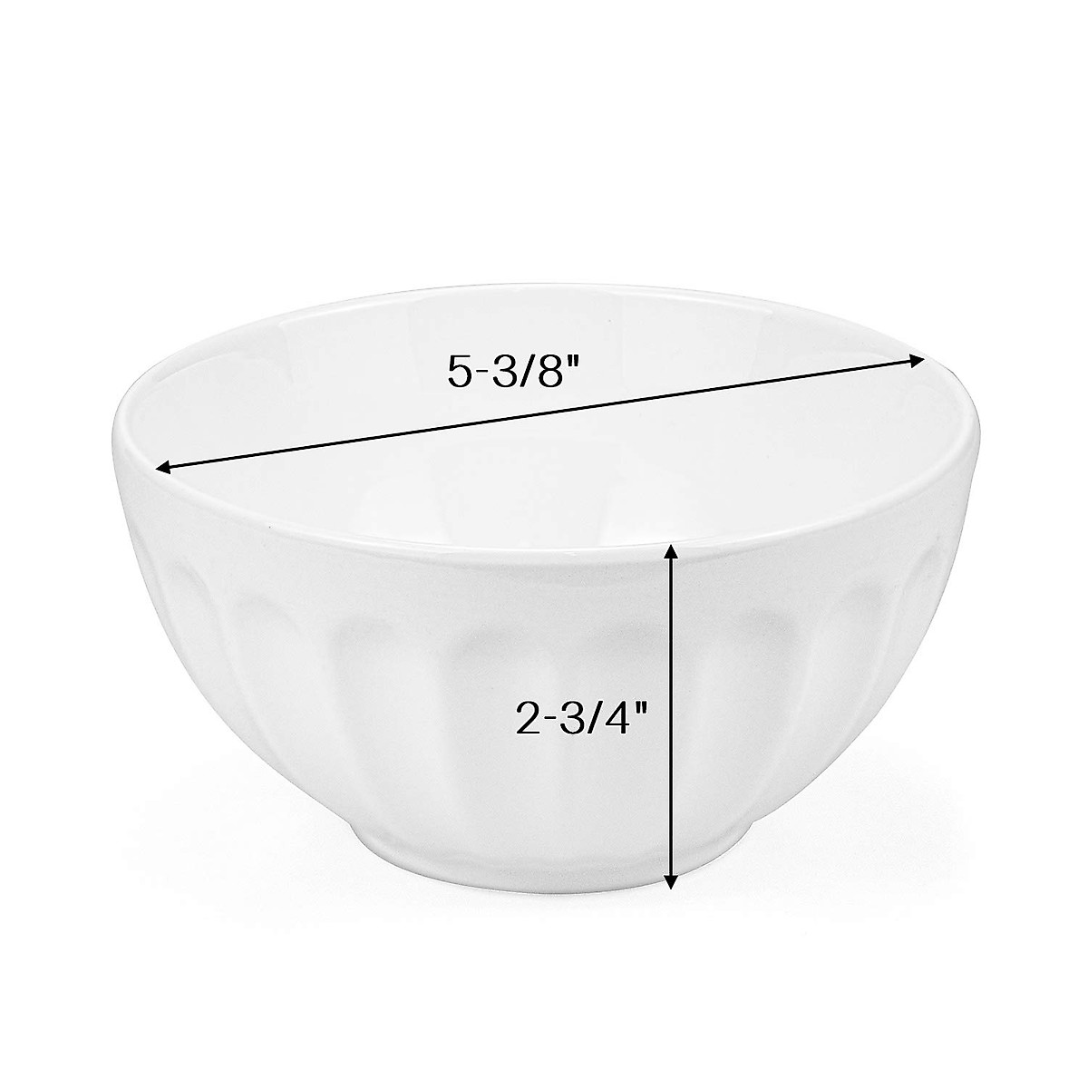 Foraineam Set of 6 Pcs 18 Ounce Porcelain Cereal Bowls Set White Fluted Bowl for Noodle, Cereal, Soup, Salad