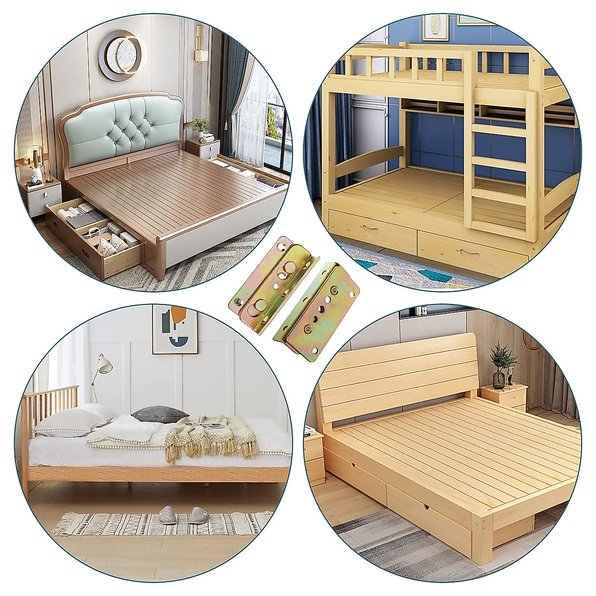 Acrux7 12 Sets Bed Rail Brackets Heavy Duty Bed Frame Brackets No-Mortise Bed Frame Hardware Bed Replacement Parts Connectors with Screws for Wood Bed Frame