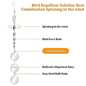 Upgraded Bird Scare Devices, 3.9 Inch Large 18PCS Reflective Discs Set + 6PCS Bird Scare Rods, Double-Sided Bird Reflectors Keep All Birds Away Woodpeckers Pigeons from Your House Garden Boat