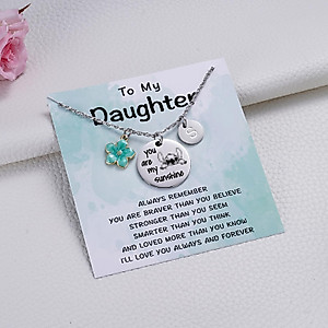 MIXJOY To My Daughter Stitch Gifts You are My Sunshine Initial S Stitch Necklace&Sentimental Message Card for Teen Young Daughter Lilo and Stitch Jewelry Birthday