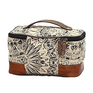 Myra Bag Flowers Leather & Upcycled Canvas Shaving Kit Bag S-1119