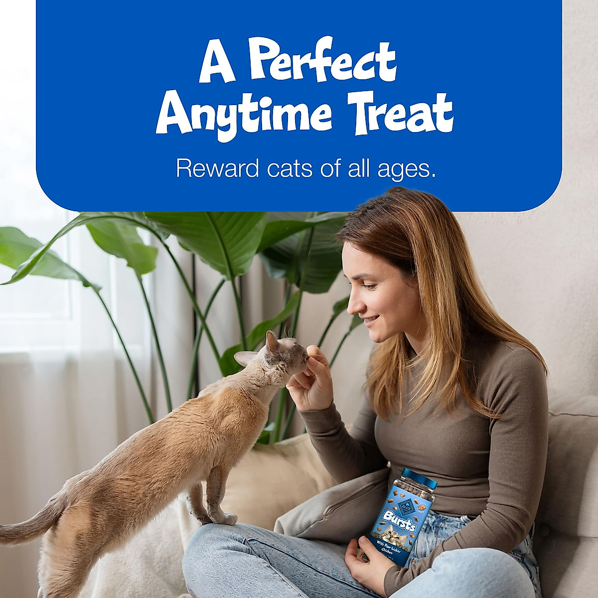 Blue Buffalo Bursts Crunchy & Creamy Cat Treats, Great for Training, Paw-Lickin' Chicken, 5-oz Bag