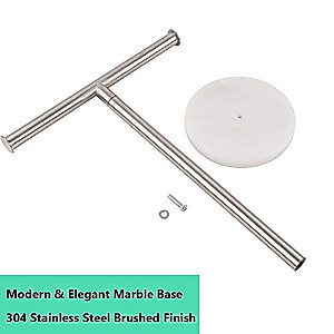 neutral brand Freestanding Towel Rack Hand Towel Stand with Heavy Marble Base, Bathroom Towel Holder SUS304 Stainless Steel, Brushed Nickel Rod