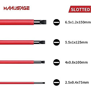 Manusage 1000V Insulated Electrician Screwdriver Set, 8-Pieces CR-V Magnetic Phillips Slotted Screwdriver Compatible with Tesla model 3 model y Cybertruck Charging stations