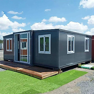 Portable Prefabricated Tiny Home 13x20ft, Mobile Expandable Plastic Prefab House for Hotel, Booth, Office, Guard House, Shop, Villa, Warehouse, Workshop (with Restroom) for Families & Remote Workers
