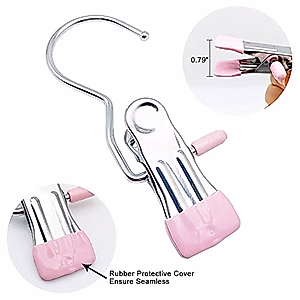 DKKO Boot Hanger/Holder/Clips for Closet, Laundry Hooks with Clips, Clothes Clips for Hanging Jeans, Hats, Tall Boots, Towels,Home Travel,8Pack Pink