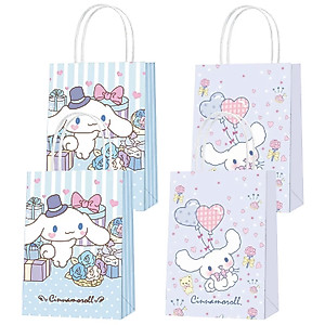 16Cts Cinnamo-roll Party Paper Bags, Party Favor Gift Bags for Cartoon Girls Boys Baby Fans Cinnamo-roll Birthday Party Decorations Supplies, 2 Styles