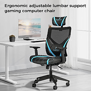 EUREKA ERGONOMIC Gaming Chair,Video Game Chairs PC Mesh Gaming Computer Chair with Adjustable Lumbar Support Headrest Armrest Gamer Desk Chair with for Adults Teens, Blue