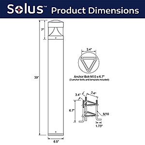 Solus C200BC-L10C-BZ-4PK LED Landscape Light, Exterior Surface Mounted Bollard, 120-277V 10W 4000K, 39" Height, Bronze, 4-Pack
