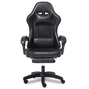 Ergonomic Office Chair, Home Office Desk Chairs with Wheels and Plastic Legs, High Back Computer Chair Rolling Chair with Adjustable Headrest (Black, Linkage Armrest)