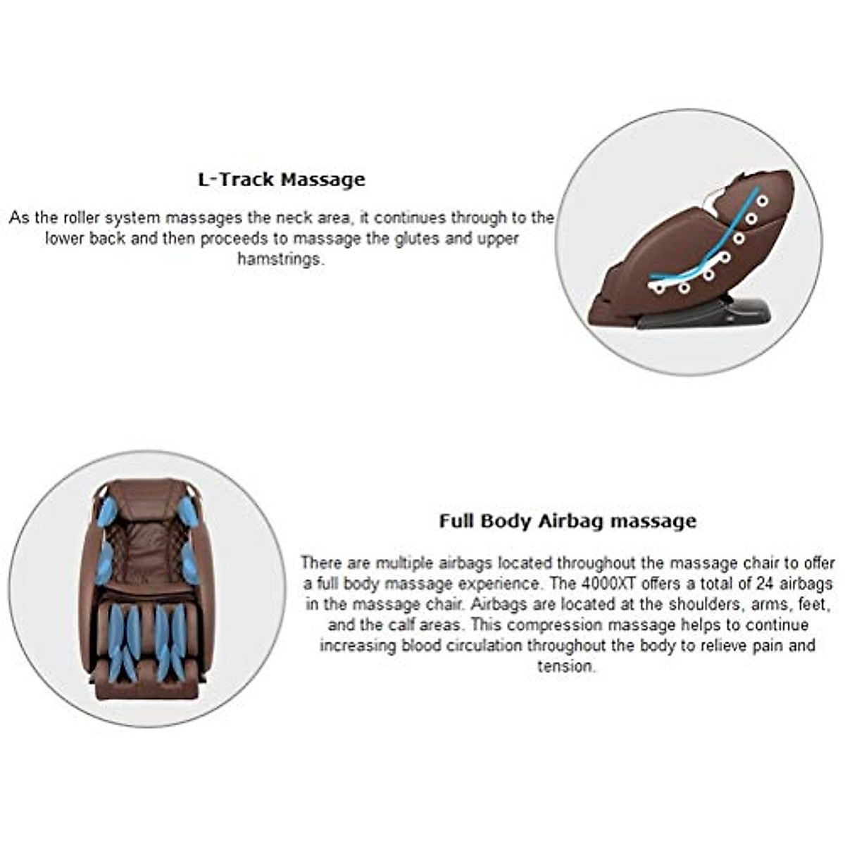 Osaki OS-4000XT B Massage Chair with LED Light Control, Brown, Ache Sensor, L-Track Massage, 2-Step Zero Gravity Mode, 6 Massage Styles, 6 Auto Massage Programs, Space Saving Technology
