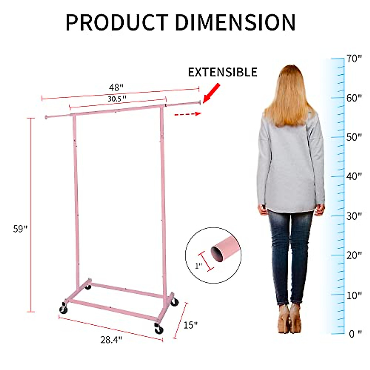 Fishat Pink Double Rod Garment Rack & Simple Garment Rack