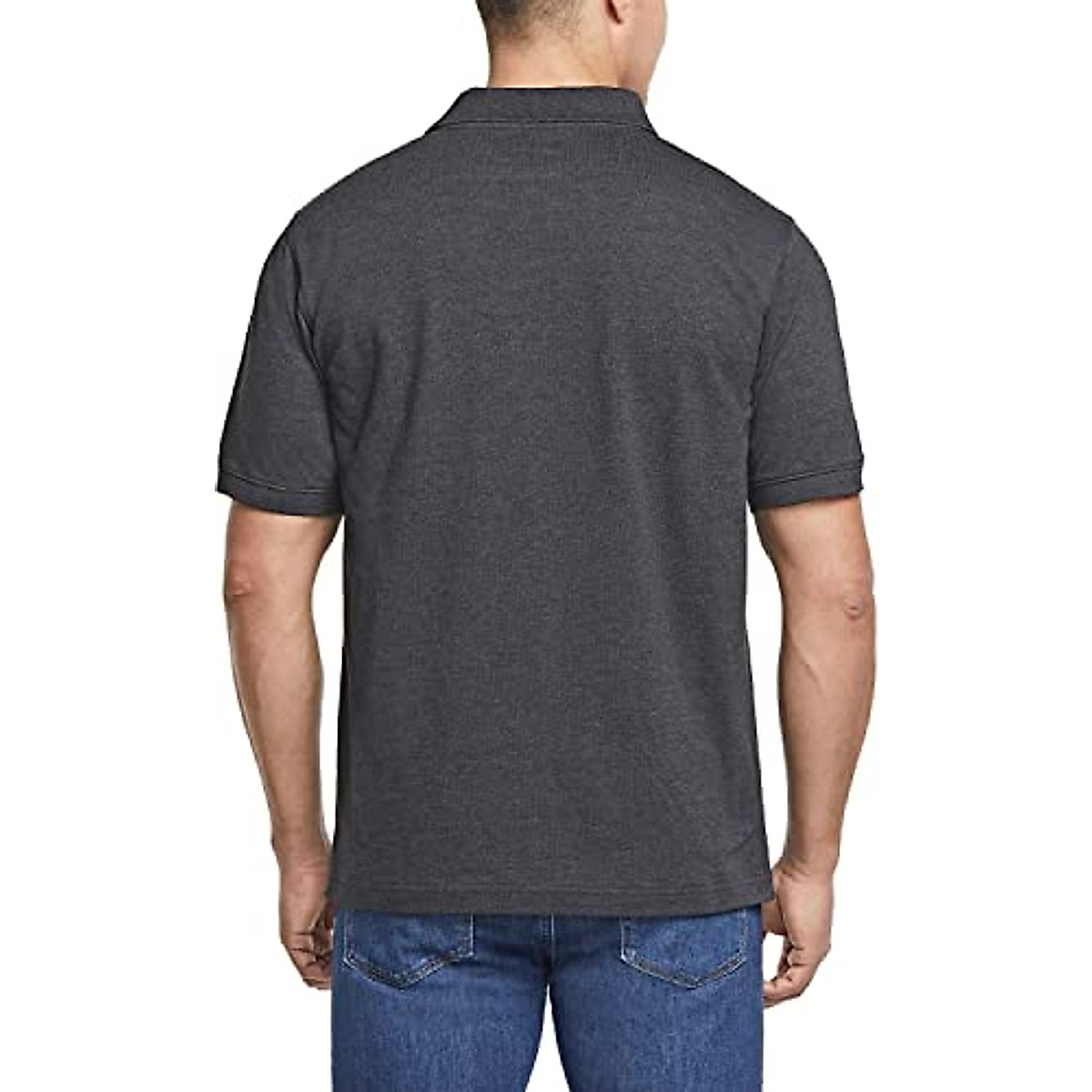 TSLA Men's Cotton Pique Polo Shirts, Classic Fit Short Sleeve Solid Casual Shirts, Performance Stretch Golf Shirt, Cotton Blend Polo Charcoal, X-Large