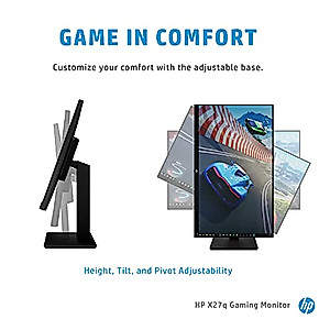 HP 27-inch QHD Gaming with Tilt/Height Adjustment with AMD FreeSync Premium Technology (X27q, 2021 model)