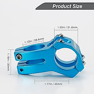 YGROW 31.8 Stem 45mm Bike Stems Mountain Bike Stem MTB Stem 31.8 for Most Bicycle, Road Bike, BMX, Fixie Gear, Cycling(Aluminum Alloy, Purple)