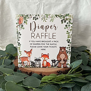 Yuzioey Woodland Diaper Raffle Tickets and Baby Advice, Woodland Forest Baby Shower Diaper Raffle Game Box Tickets, Diaper Raffle Tickets for Woodland Gender Neutral Baby Shower