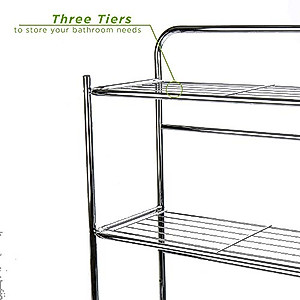 Mind Reader Alloy Collection, 3-Tier Over The Toilet Space Saver Rack, Metal, 23.5" L x 10.25" W x 70.5" H, Silver