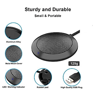 Conference USB Microphone, Computer Desktop Mic with LED Indicator, TKGOU Plug & Play Omnidirectional Condenser PC Laptop Mics for Online Meeting/Class,Skype,Recording,Chatting,Zoom,(Windows/Mac OS X)