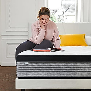 S SECRETLAND King Mattress, 12 Inch Hybrid Memory Foam Mattress and Individual Pocket Springs, Bed in a Box with Pressure Relief and Cooler Cover,Medium Softer