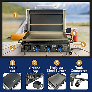 Razor Universal Rolling Prep Cart with Shelves and Storage Drawer for Portable Outdoor Griddle and Grills, Accessory Only, Black