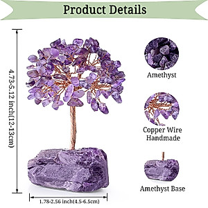DUQGUHO Crystal Tree Amethyst Crystal with Natural Quartz Amethyst Stone Base Crystal Tree for Decor Reiki Luck Crystal Spiritual Gifts