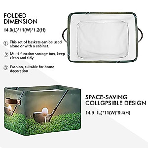 TropicalLife Rectangular Storage Bin Cube Sport Golf Ball Club Foldable Organizer Basket with Handles, Collapsible Storage Box for Kids Toy Shelf Closet Nursery