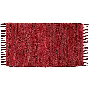 Cotton Rag Rug 36''x60'- 3’x5' - Multicolor Chindi Rug - Hand Woven Washable & Reversible for Living Room Kitchen Entryway Bedroom Rug Rag with Tassel (Red)