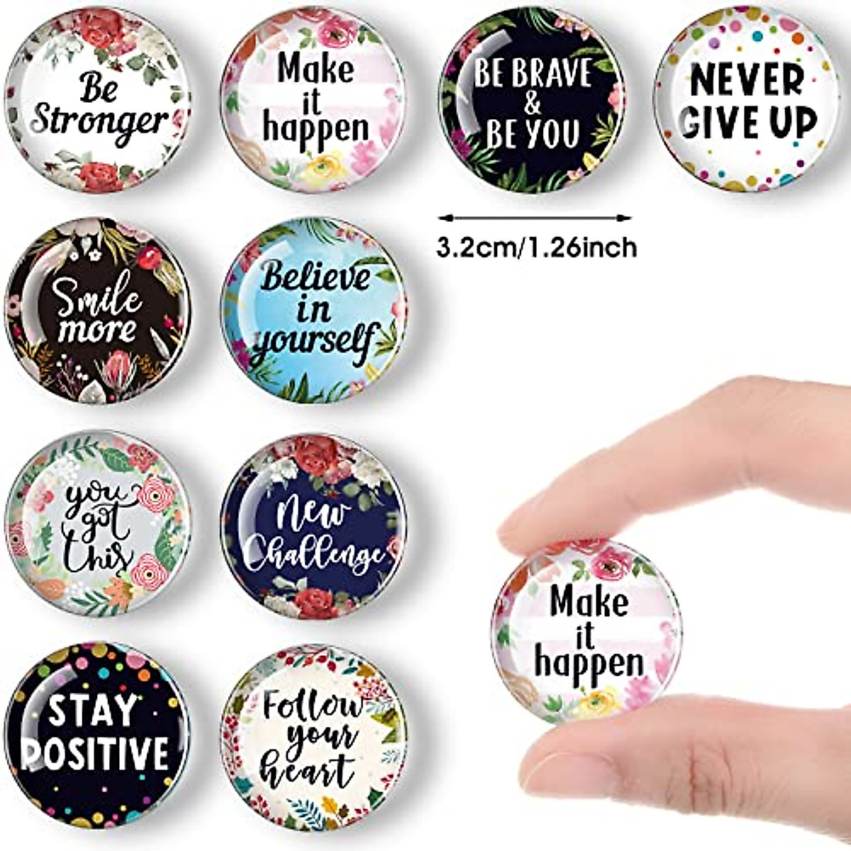 10 Pieces Inspirational Fridge Magnets Motivational Quote Magnets Glass Refrigerator Whiteboard Magnets for Classroom Office Home Locker Cabinet Dishwasher Photo Decor Supplies (Charming Pattern)