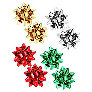 Christmas Bow Earrings Xmas Present Bow Earrings Christmas Stud Earrings for Women Favors (8 Pairs)