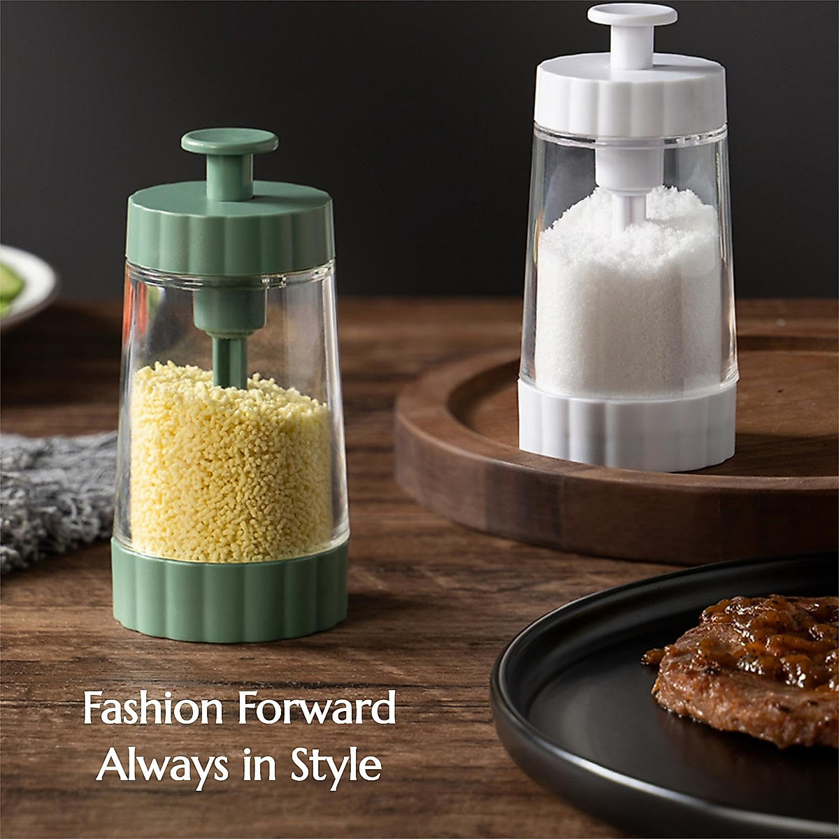 KINTEGOOD Upgrade Salt and Pepper Shakers, Salt Shaker Spice Shaker Seasoning Shaker, Salt Container Salt Dispenser Salt Shakers for Kitchen, Salt and Pepper Shakers Set (1*Green)