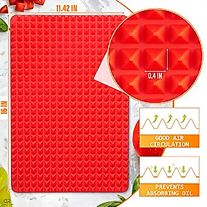 Silicone Baking Mat Red Pyramid - Nonstick Bakeware Microwave Bacon Cooker Pastry Mats Red BBQ Grill Mat Baking Supplies - 16 X 11'' Healthy Food Grade Silicone Mats For Kitchen Counter Grilling Mat
