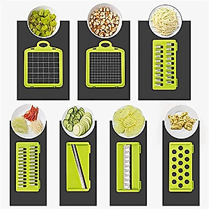 Alrens Vegetable Chopper Mandoline Slicer Cutter and Grater 11 in 1 Vegetable Slicer Potato Onion Veggie Chopper Dicer with Container Gray