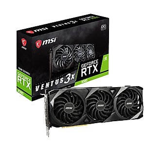 MSI Gaming GeForce RTX 3080 LHR 10GB GDRR6X 320-Bit HDMI/DP Nvlink Torx Fan 3 Ampere Architecture OC Graphics Card (RTX 3080 Ventus 3X 10G OC LHR) (Renewed)
