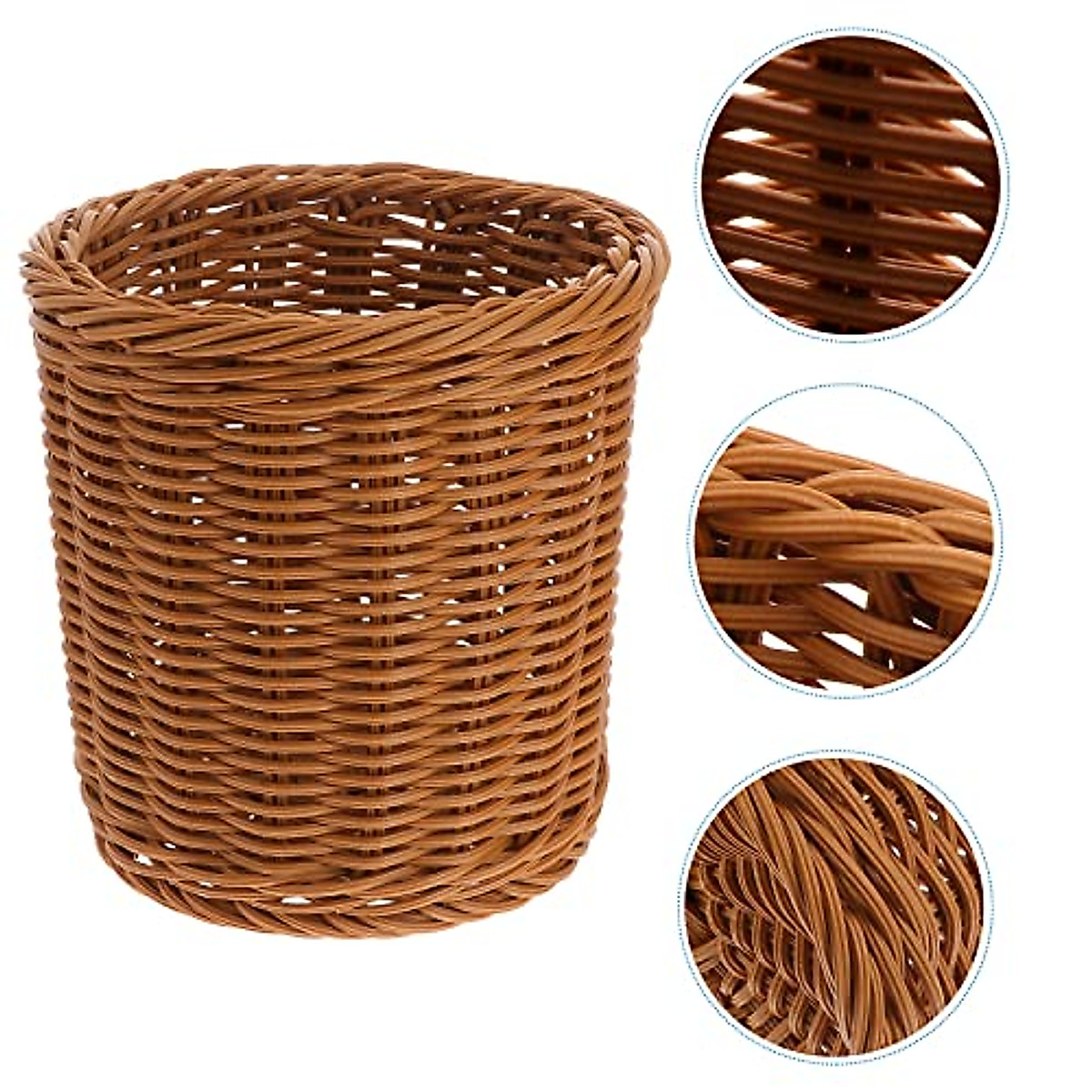 jojofuny Decorative Wicker Waste Basket with Lid Paper Wastebasket Haven Woven Basket Trash Can Garbage Container Bin for Bathroom Kitchen