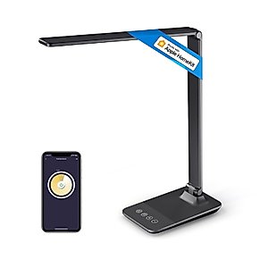 meross Smart Led Desk Lamp, Metal WiFi Lamps Support Apple HomeKit, Alexa and Google Home, Dimmable 2800K-6000K, Timer Schedule, Remote Control, 54 Eye-Caring LEDs Foldable Light for Home Office, 10W