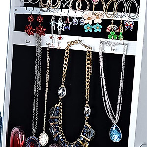 AnQuipet jewelry cabinet floor standing,freestanding jewelry cabinet with full- length mirror, Standing Mirror with Jewelry Storage for Bedroom