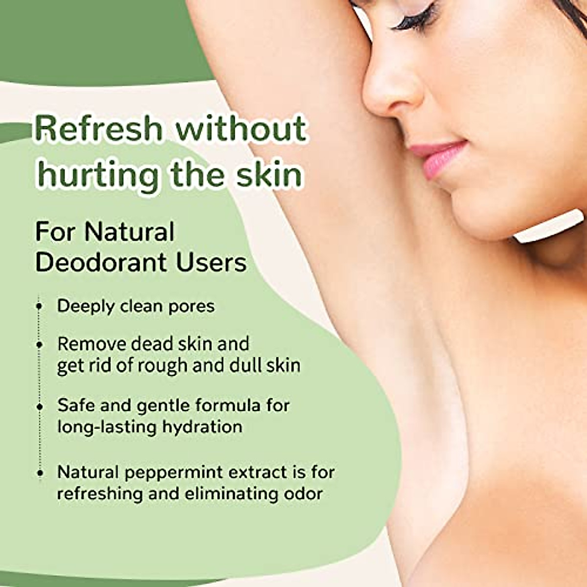 Armpit Detox Scrub 8.8 oz with Peppermint, Aloe Vera and Walnut Shell Powder, Underarm Scrub Helps on Removing Odor, Deep Cleanse & Exfoliating, also for Legs, Knee, Feet, Hands Whole Body